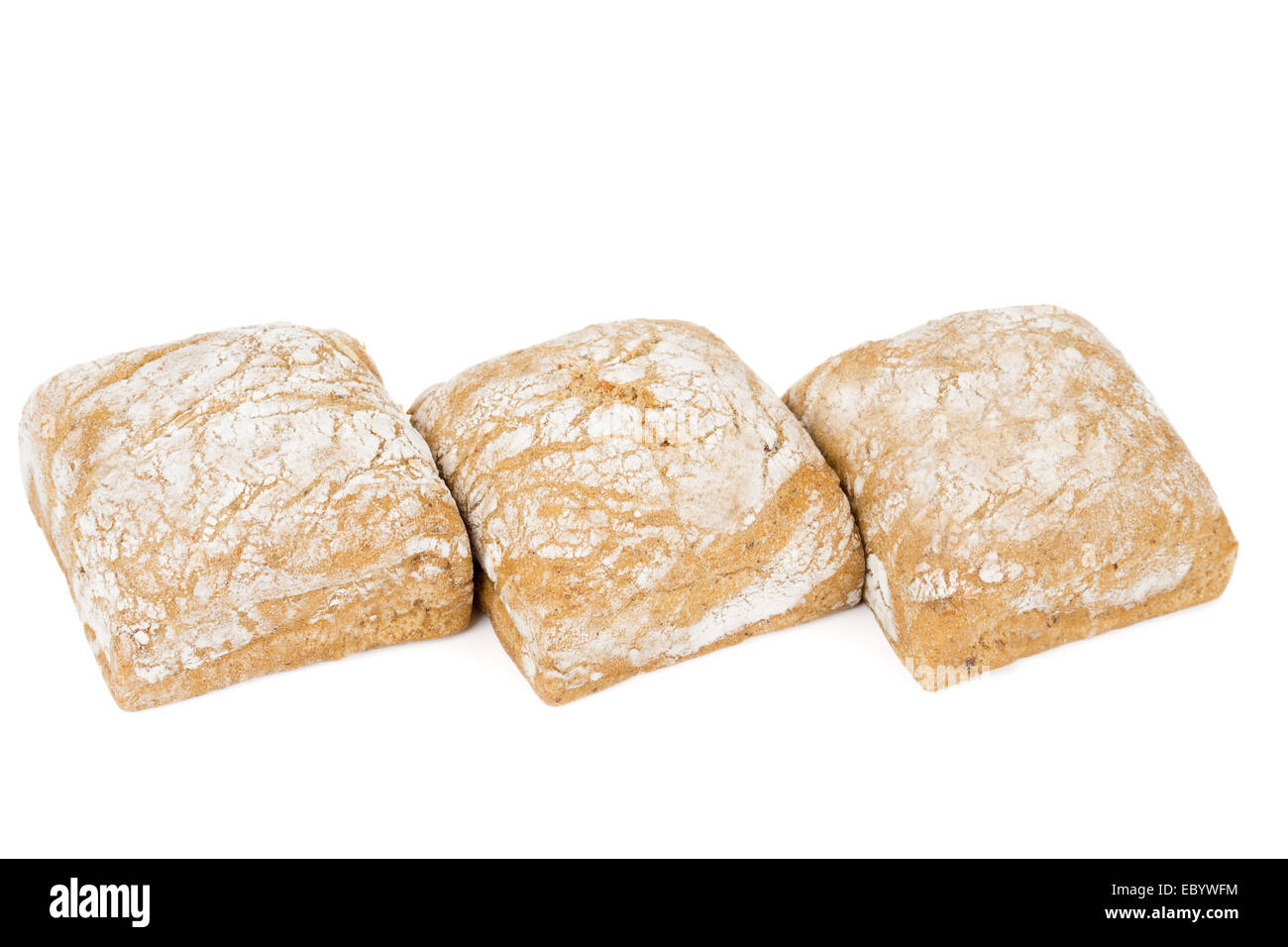 Three fresh buns isolated on white background Stock Photo - Alamy