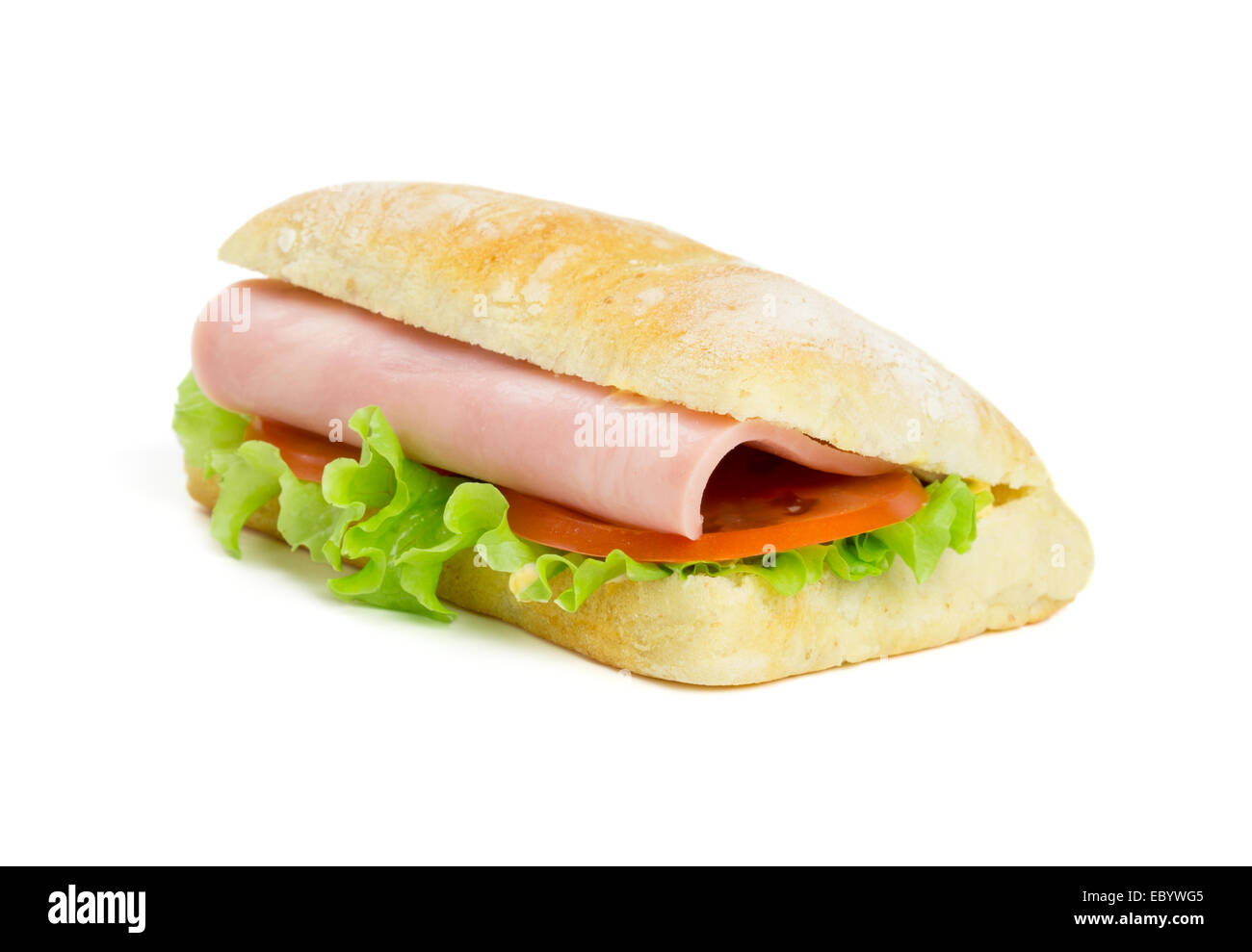 One sandwich with slice of ham isolated on white Stock Photo - Alamy