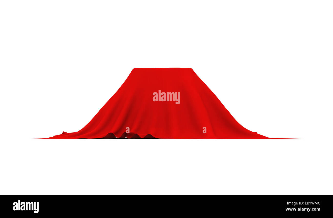 Object of rectangular shape covered with red cloth, on white Stock ...