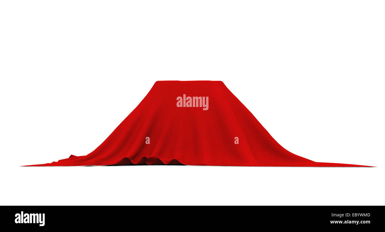 Object of rectangular shape covered with red cloth, on white Stock ...