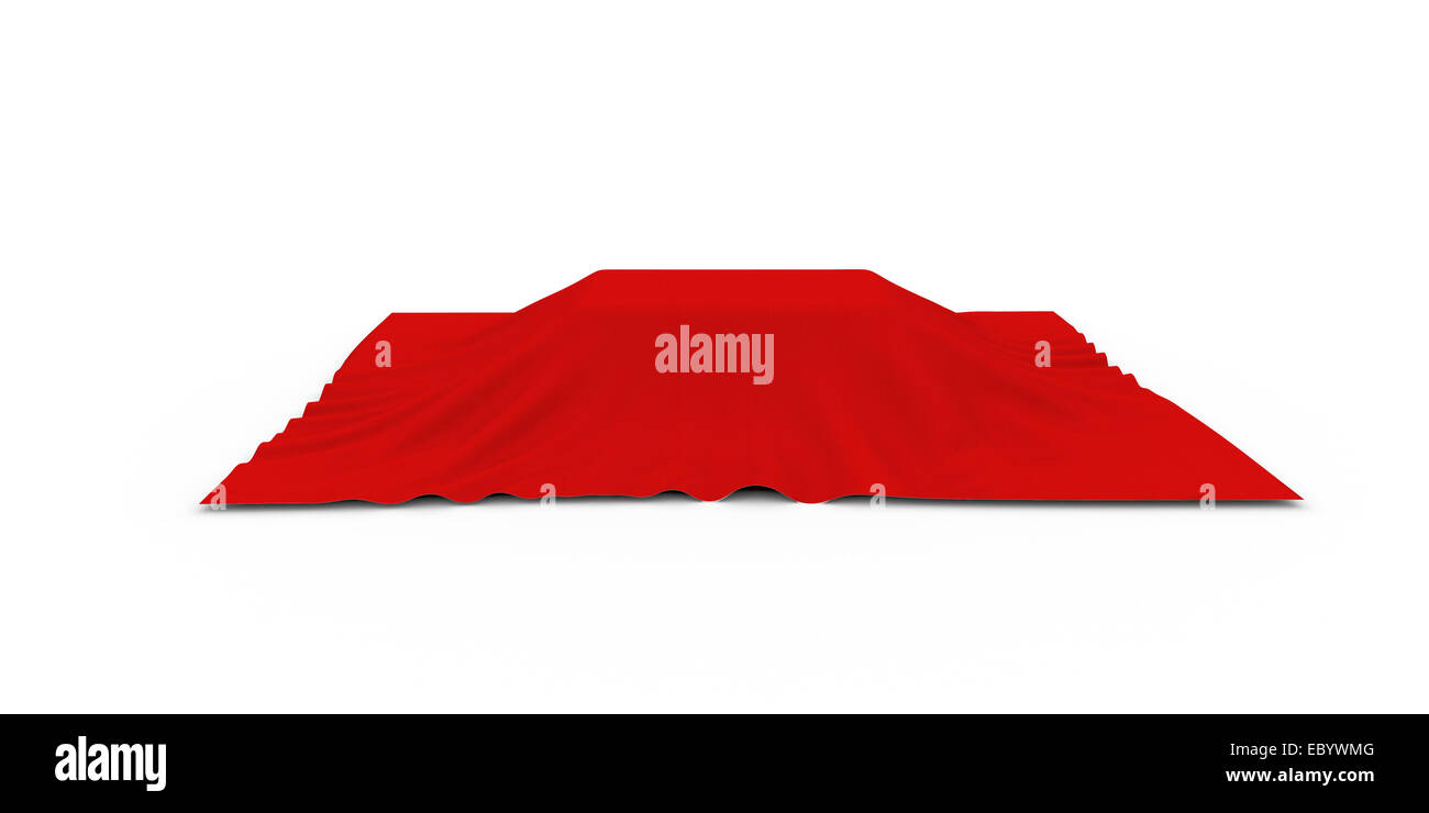 Object of rectangular shape covered with red cloth, on white Stock ...