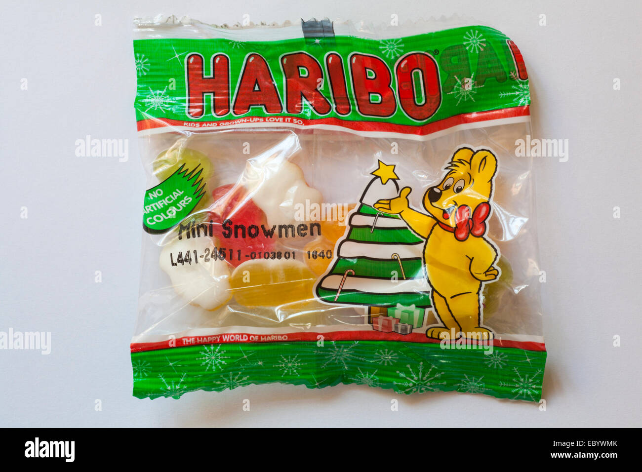 packet of Haribo Mini Snowmen sweets isolated on white background Stock ...