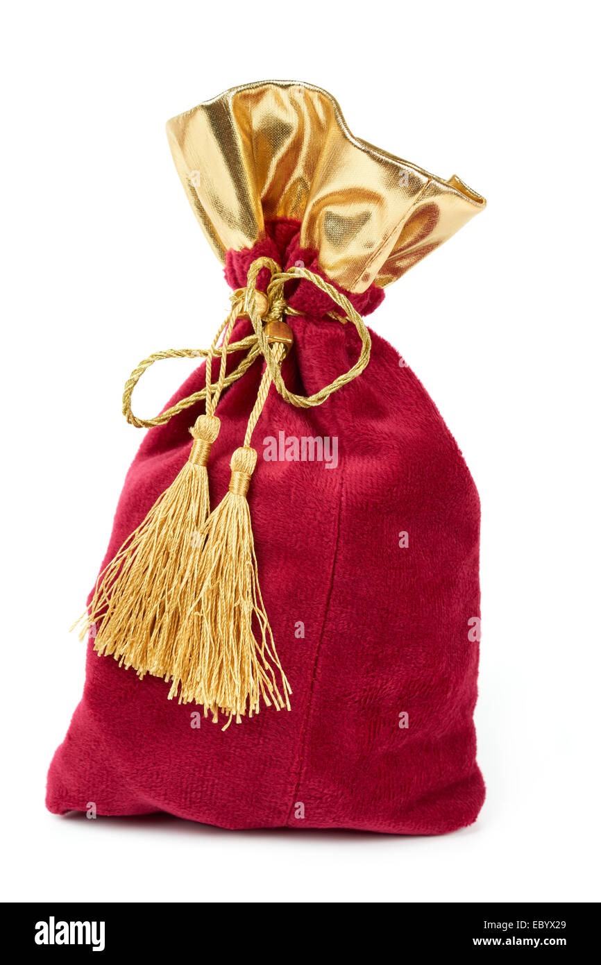 One red sack isolated on the white background Stock Photo - Alamy