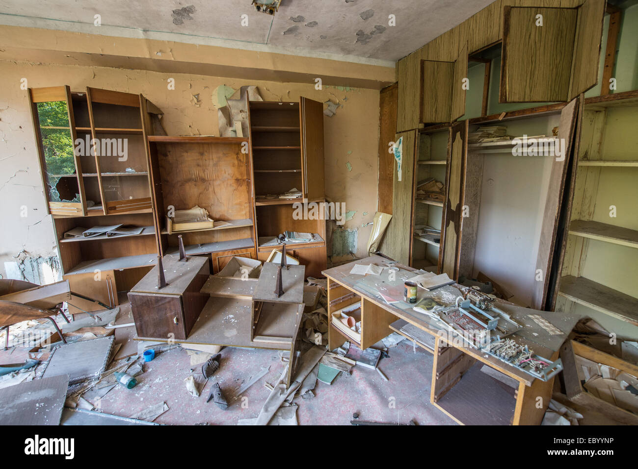 office in JUPITER factory in Pripyat abandoned city, Chernobyl ...