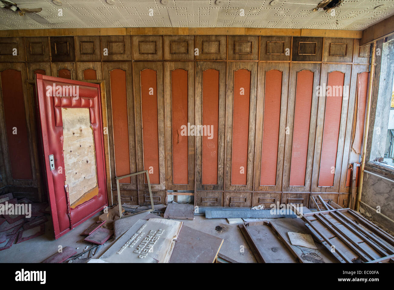 office in JUPITER factory in Pripyat abandoned city, Chernobyl ...