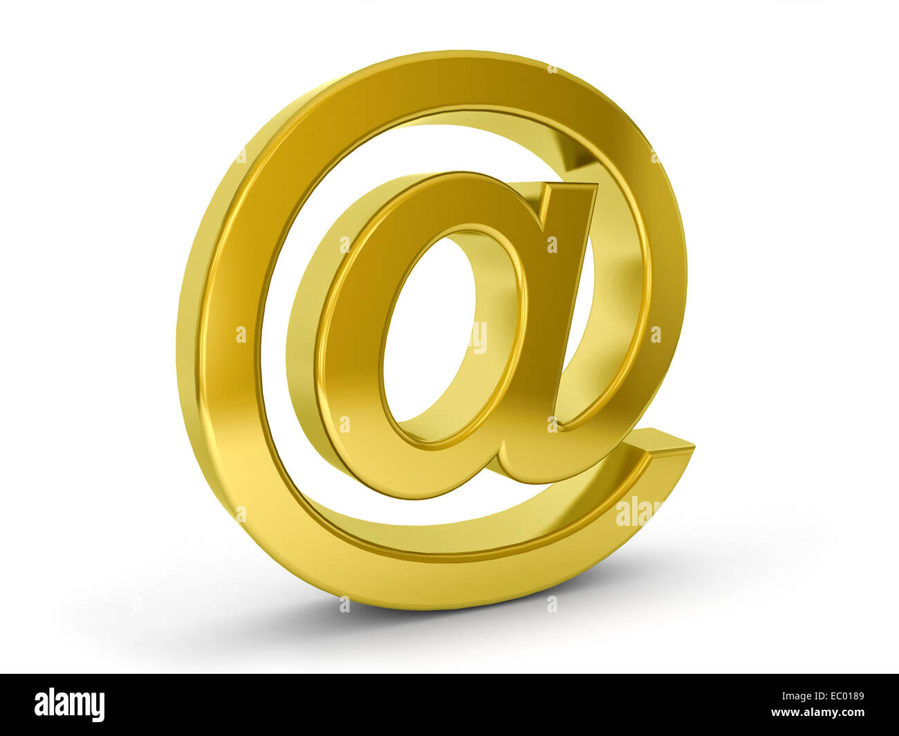 Gold email symbol on a white background Stock Photo - Alamy