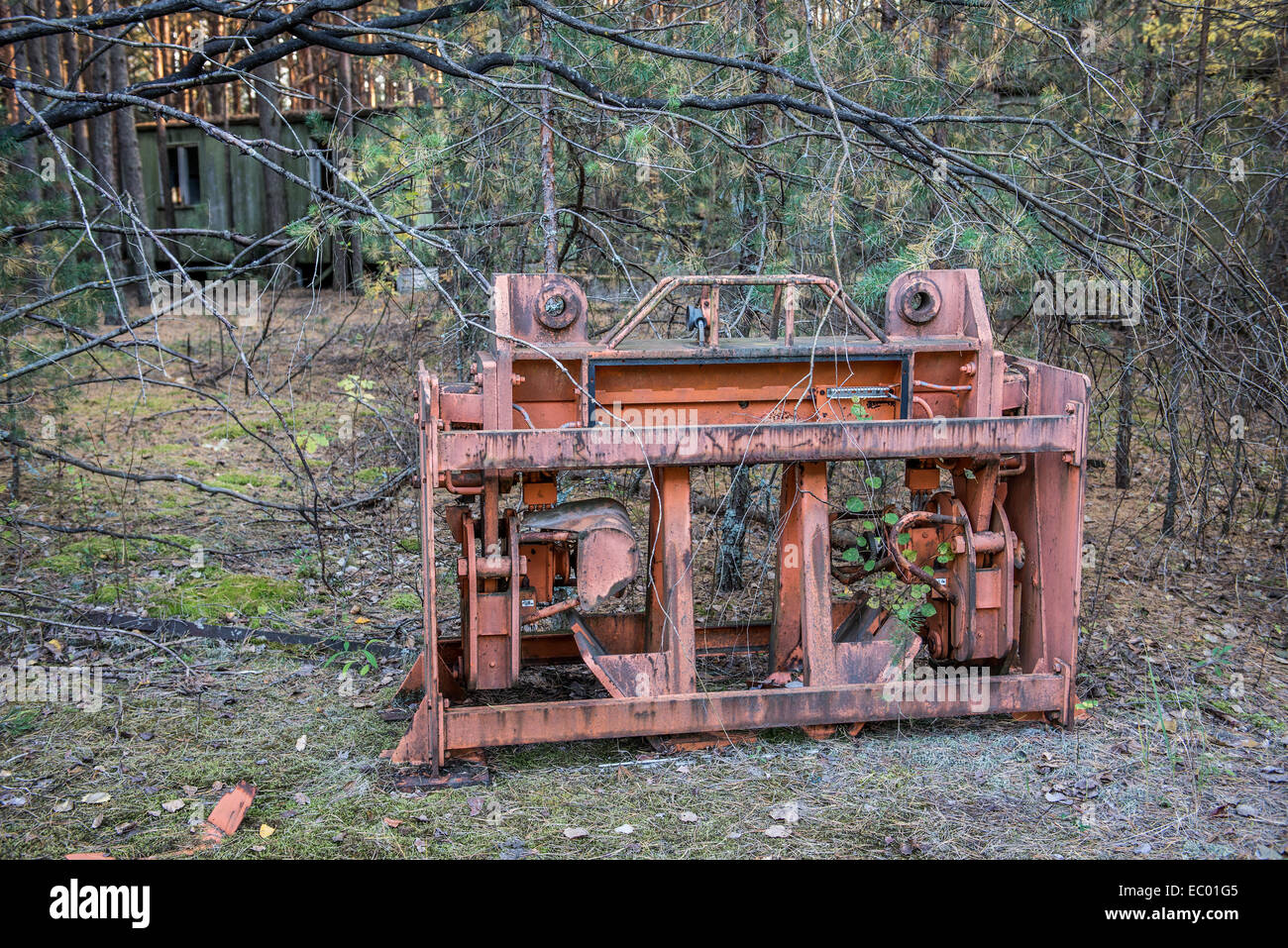 machine near famous radioactive grapple in Pripyat abandoned city ...