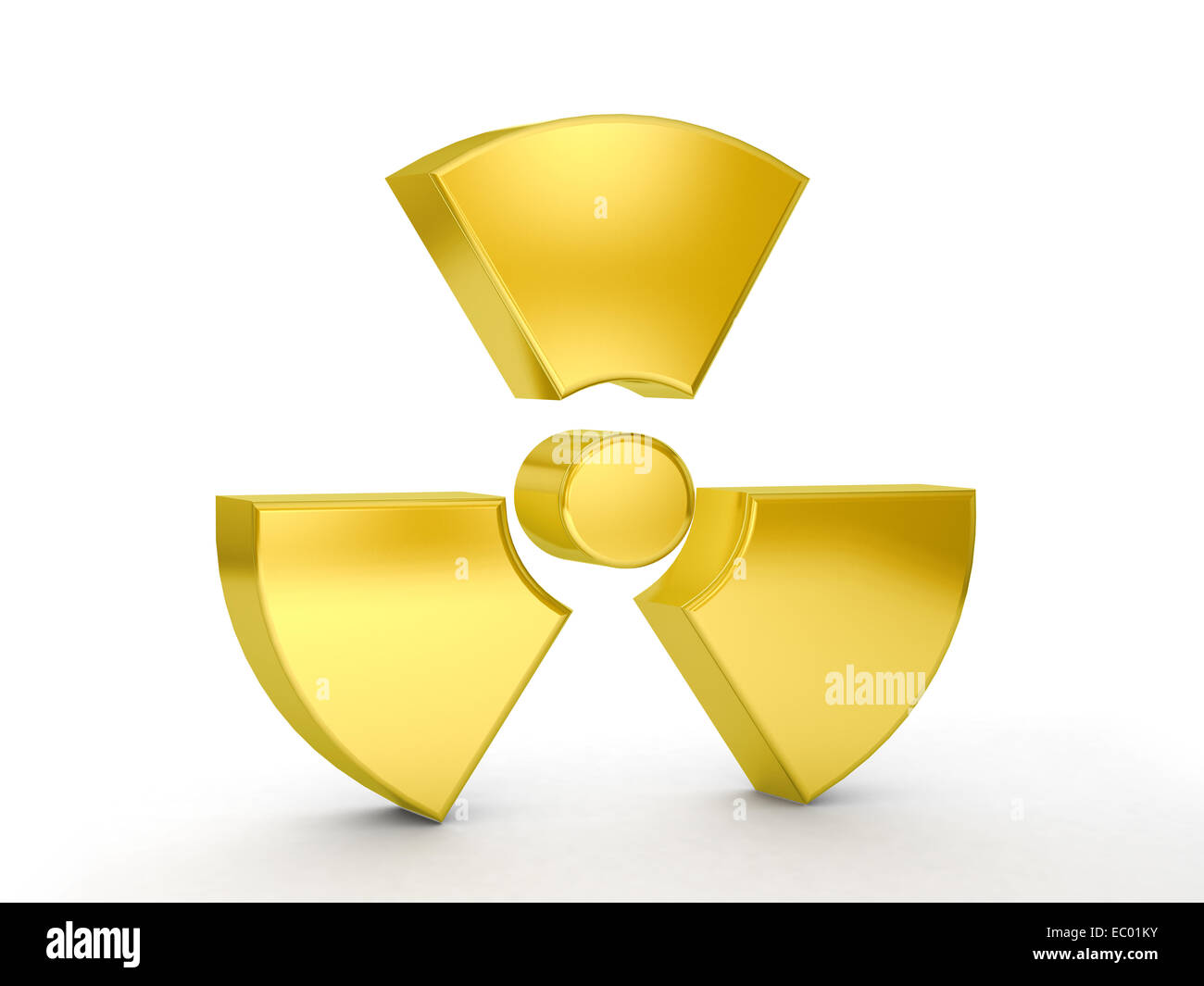 Gold radiation symbol on a white background Stock Photo - Alamy