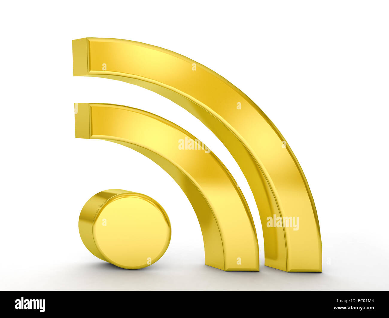 Gold RSS symbol on a white background Stock Photo - Alamy