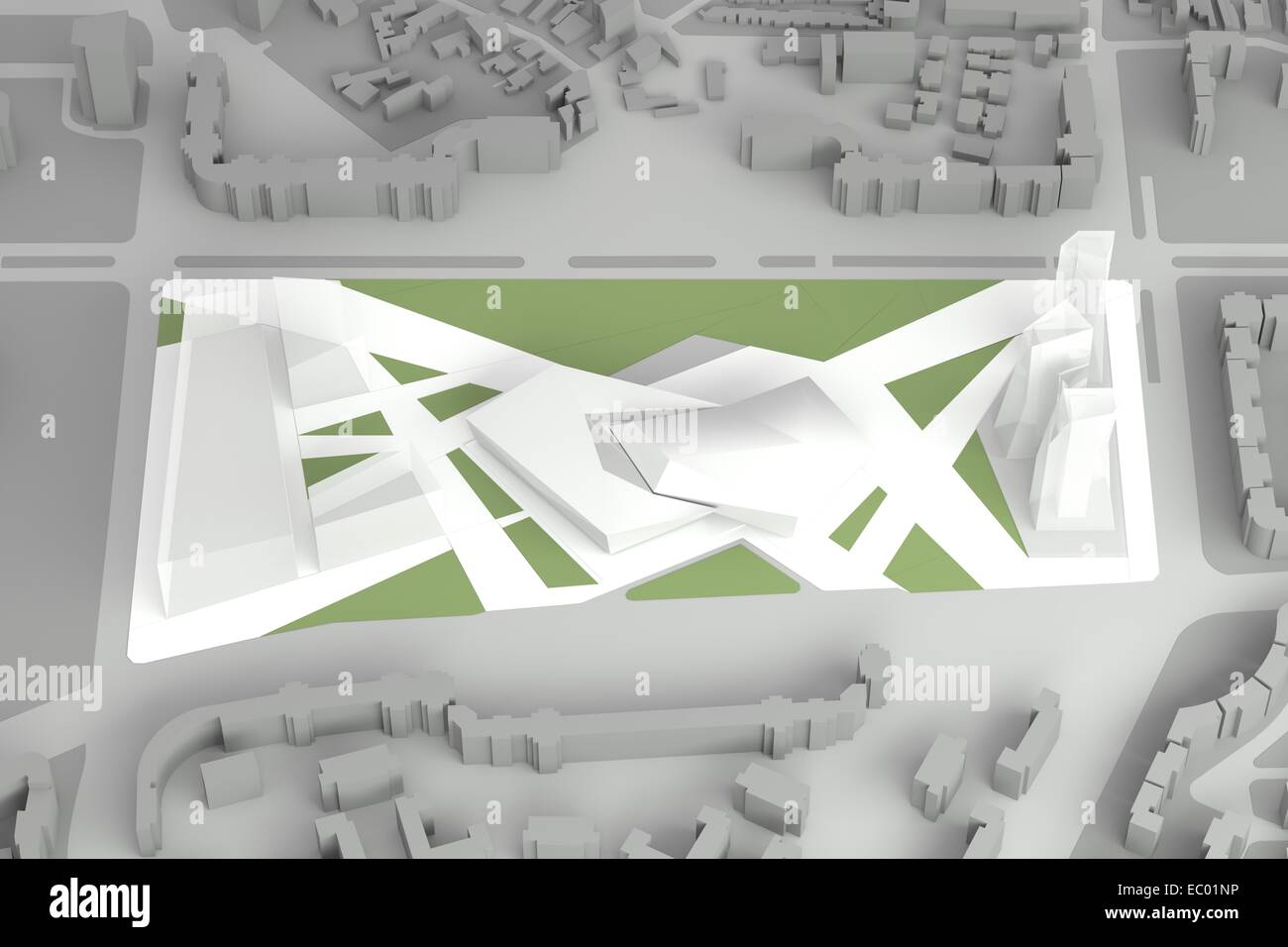 Architectural Model Of Downtown Business City Center With Public Park ...