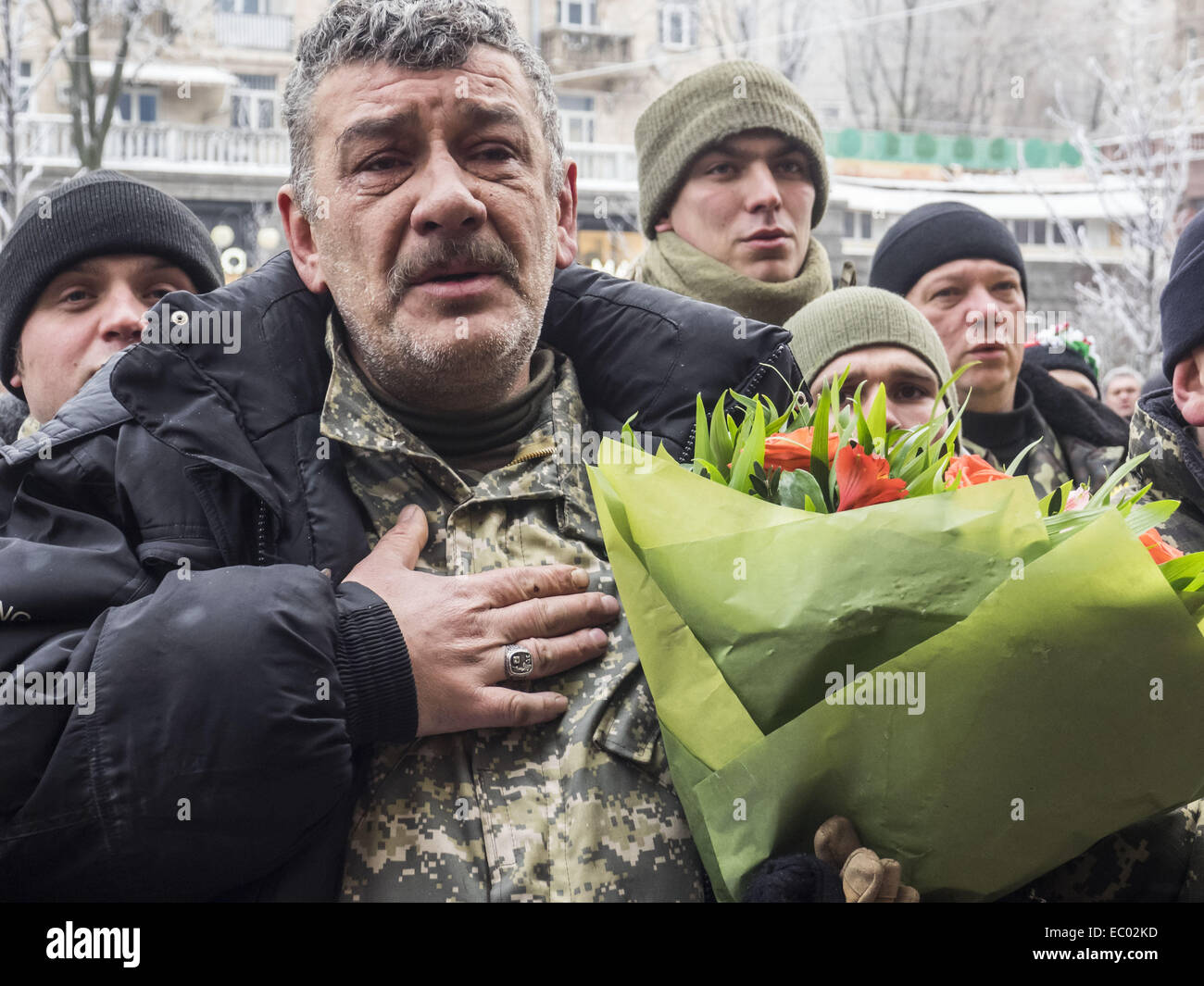 Soldier sings national anthem. 6th Dec, 2014. -- More than 100 soldiers ...