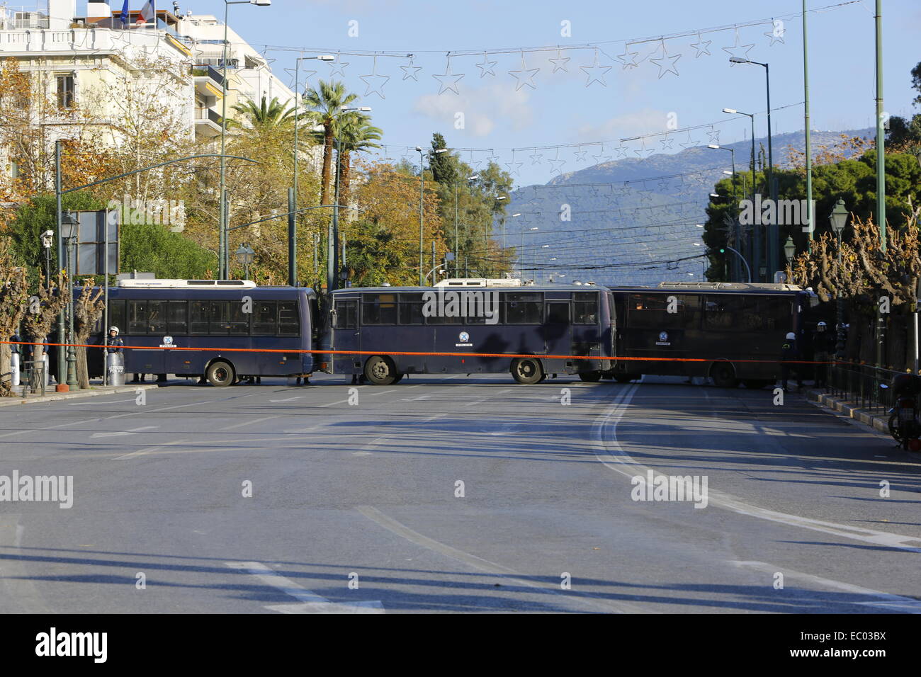 Athens, Greece. 6th December 2014. The Greek riot police have closed ...