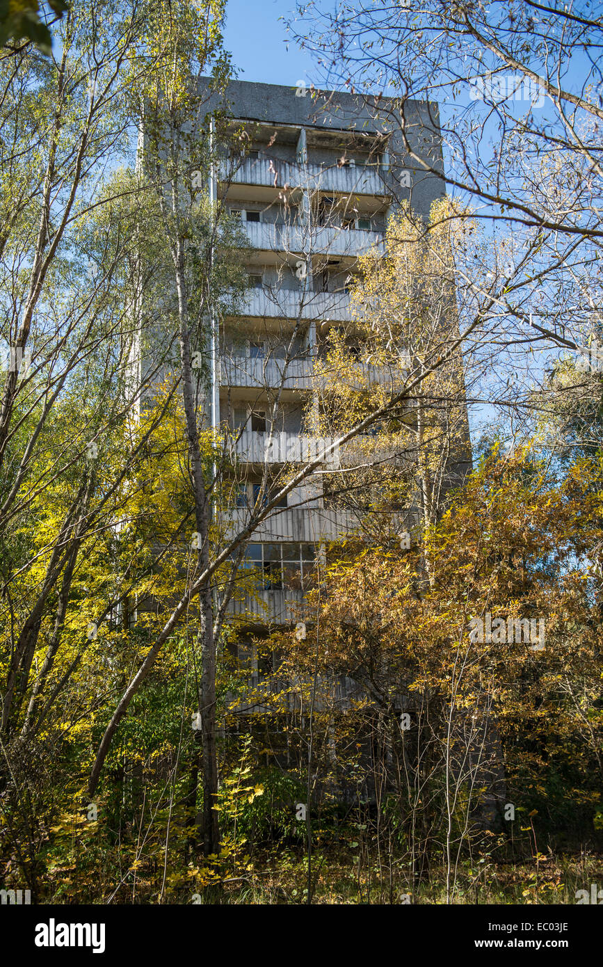block of flats in Pripyat abandoned city, Chernobyl Exclusion Zone ...
