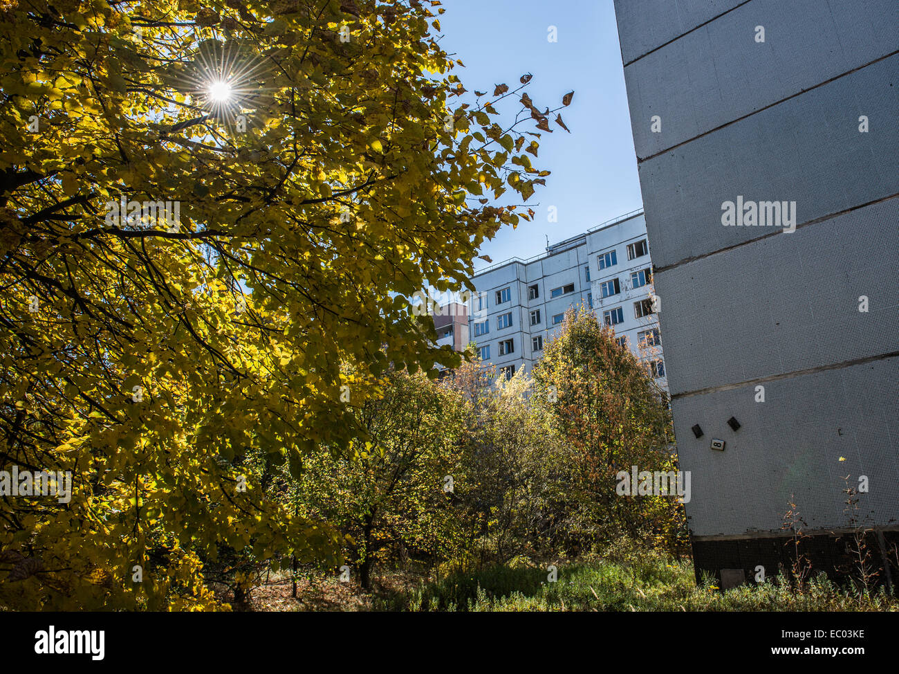 block of flats on Heroes of Stalingrad Street in Pripyat abandoned city ...