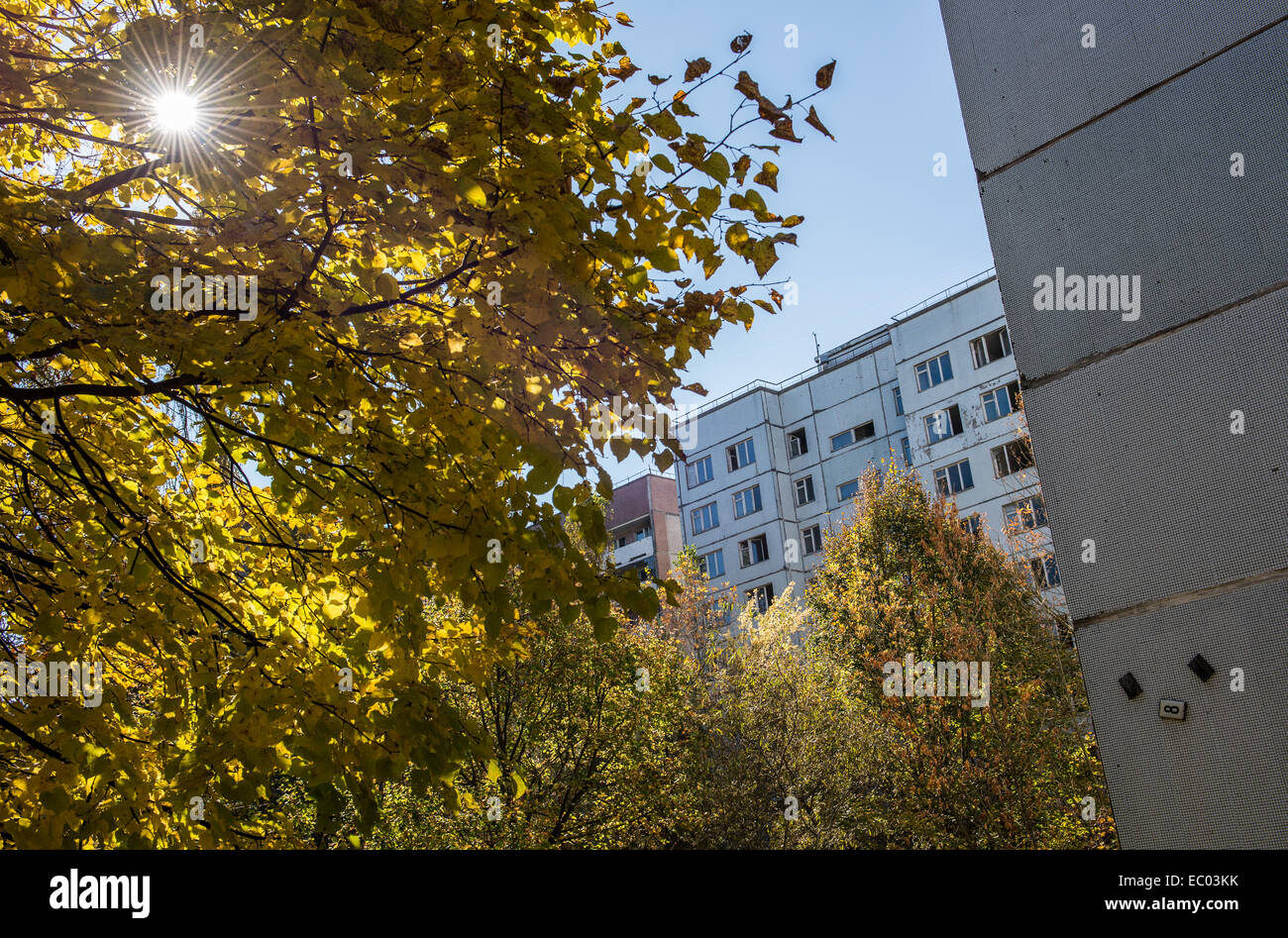block of flats on Heroes of Stalingrad Street in Pripyat abandoned city ...