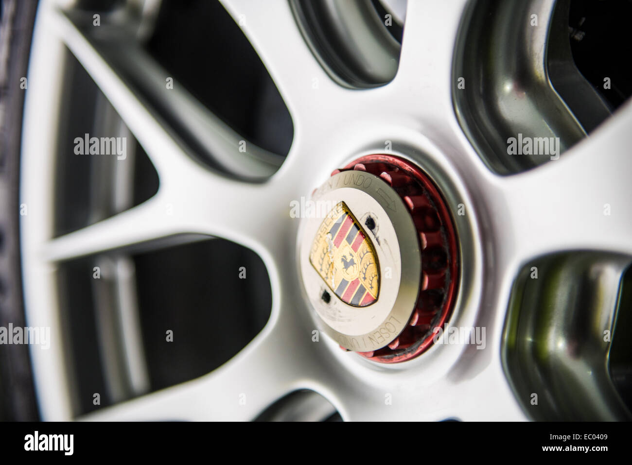 Alloy Wheel of Porsche Race Car with Porsche Logo Stock Photo - Alamy