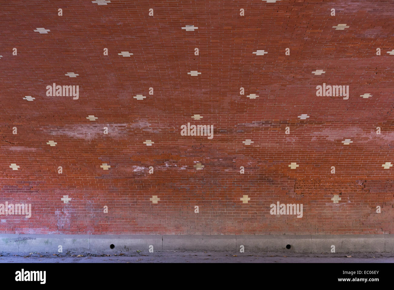 Brick wall of Winterdale Arch underpass in Central Park, New York Stock ...