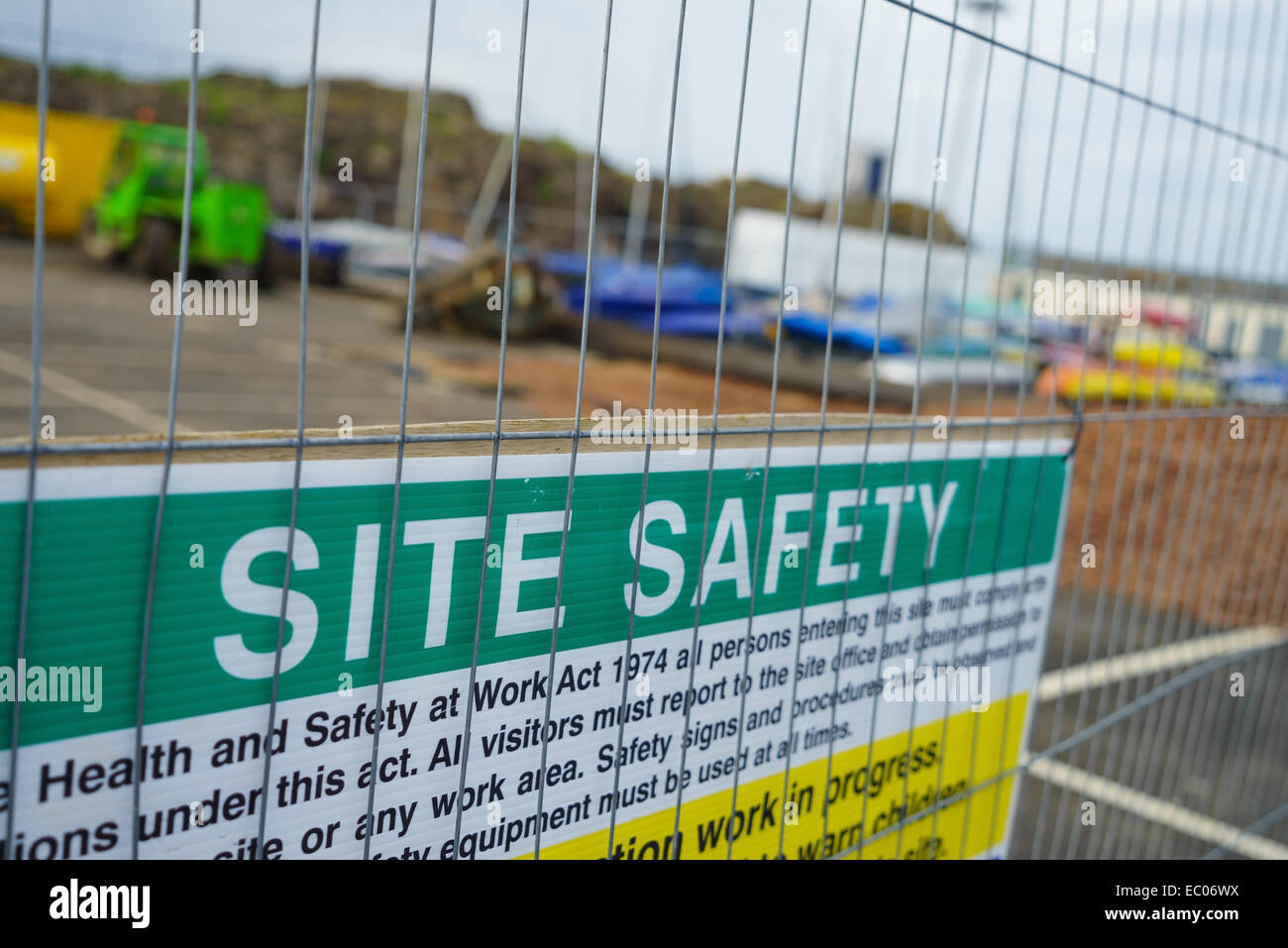 A site safety notice outside a construction site in Scotland Stock ...