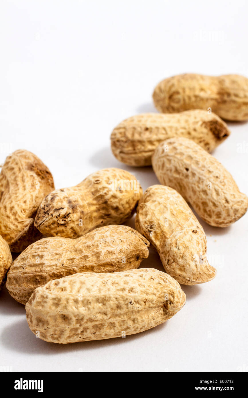 Close up of peanuts on a white background Stock Photo - Alamy