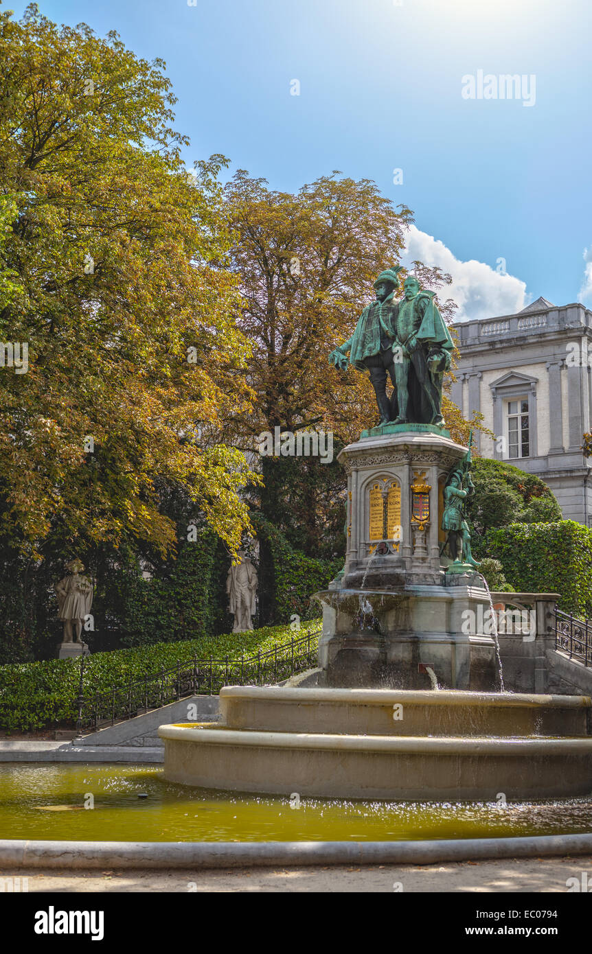 Statue of Egmont and Hoorne on Petit Sablon Square in Brussels, Belgium ...