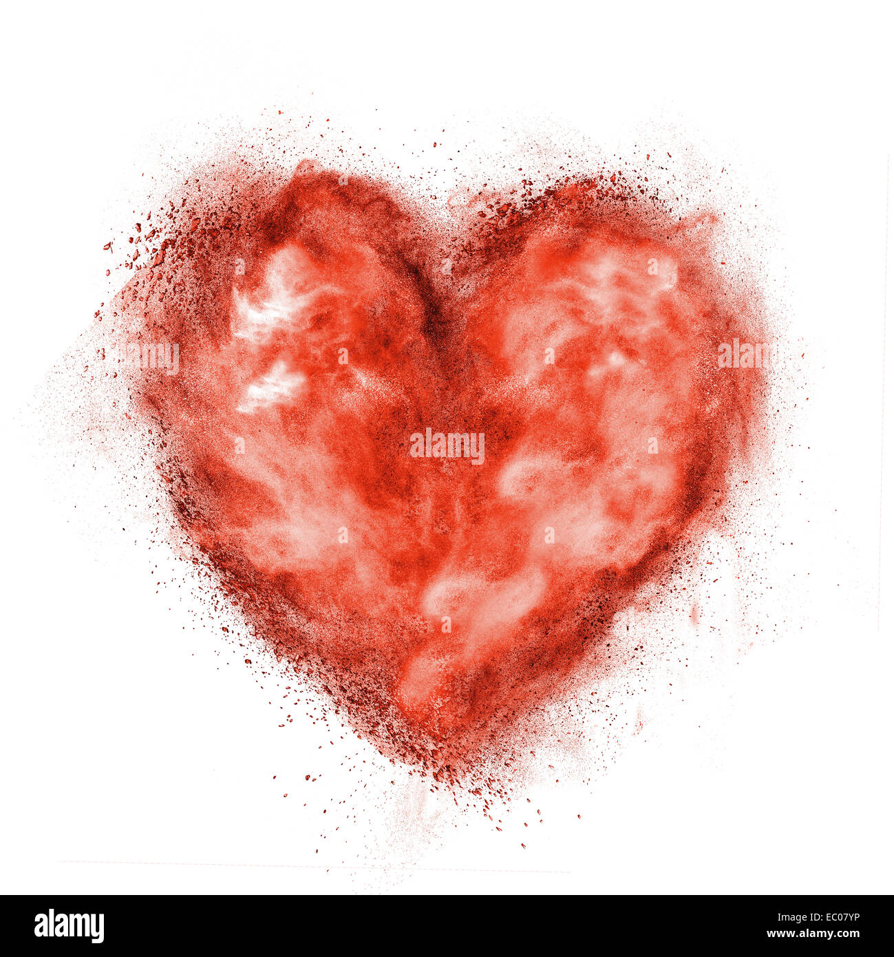 heart made of black powder explosion isolated on white background Stock ...