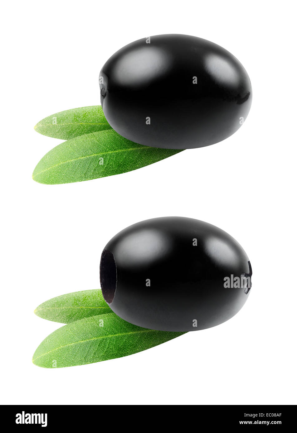 Two black olives isolated on white Stock Photo - Alamy
