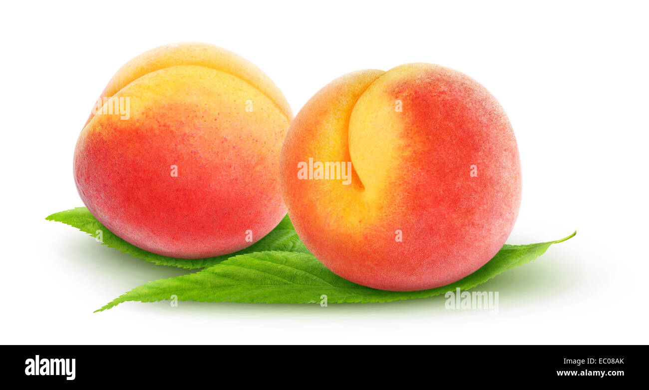 Closeup two organic peaches hi-res stock photography and images - Alamy