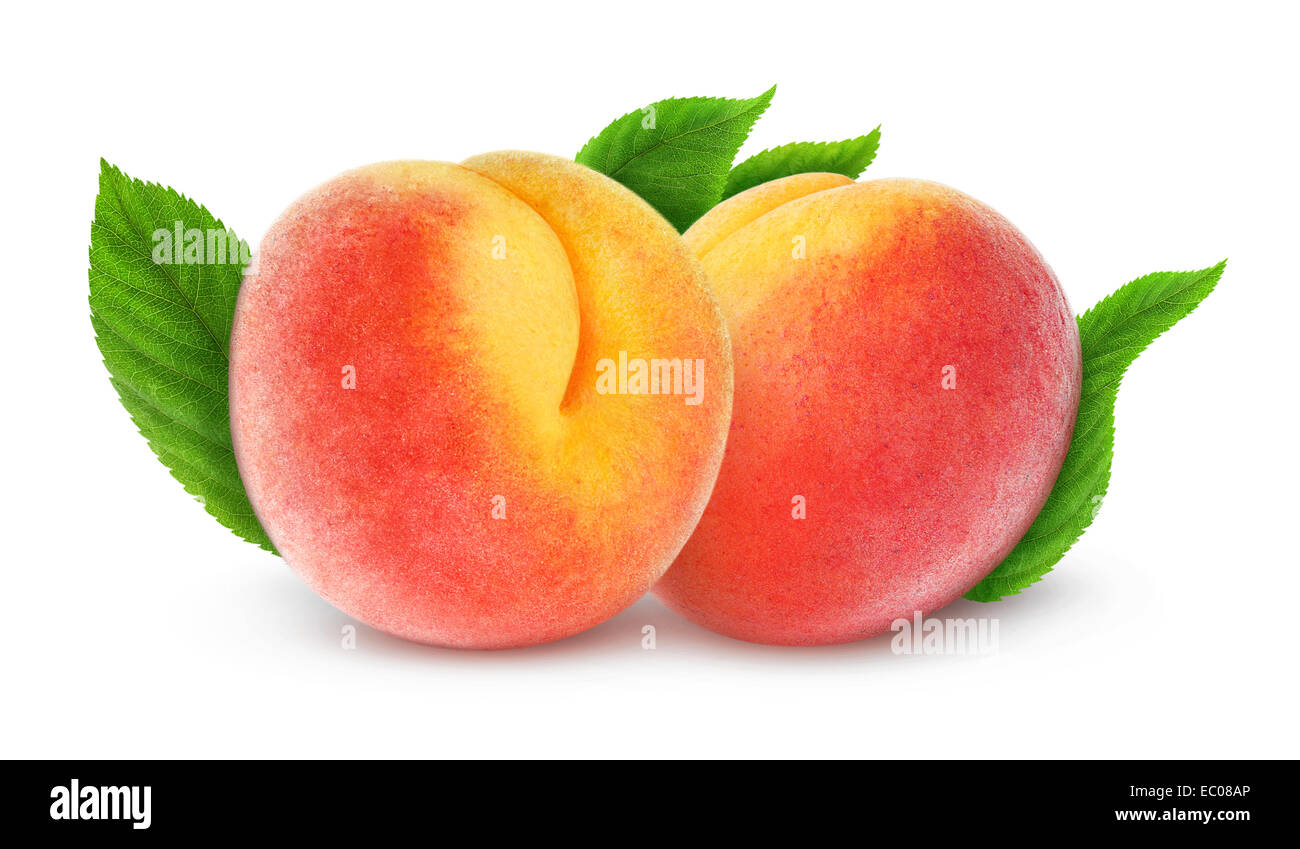 Two peaches Cut Out Stock Images & Pictures - Alamy