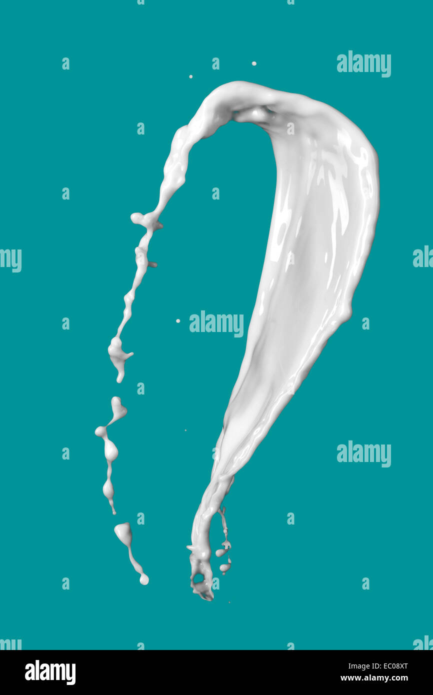 milk splash isolated on blue background Stock Photo - Alamy