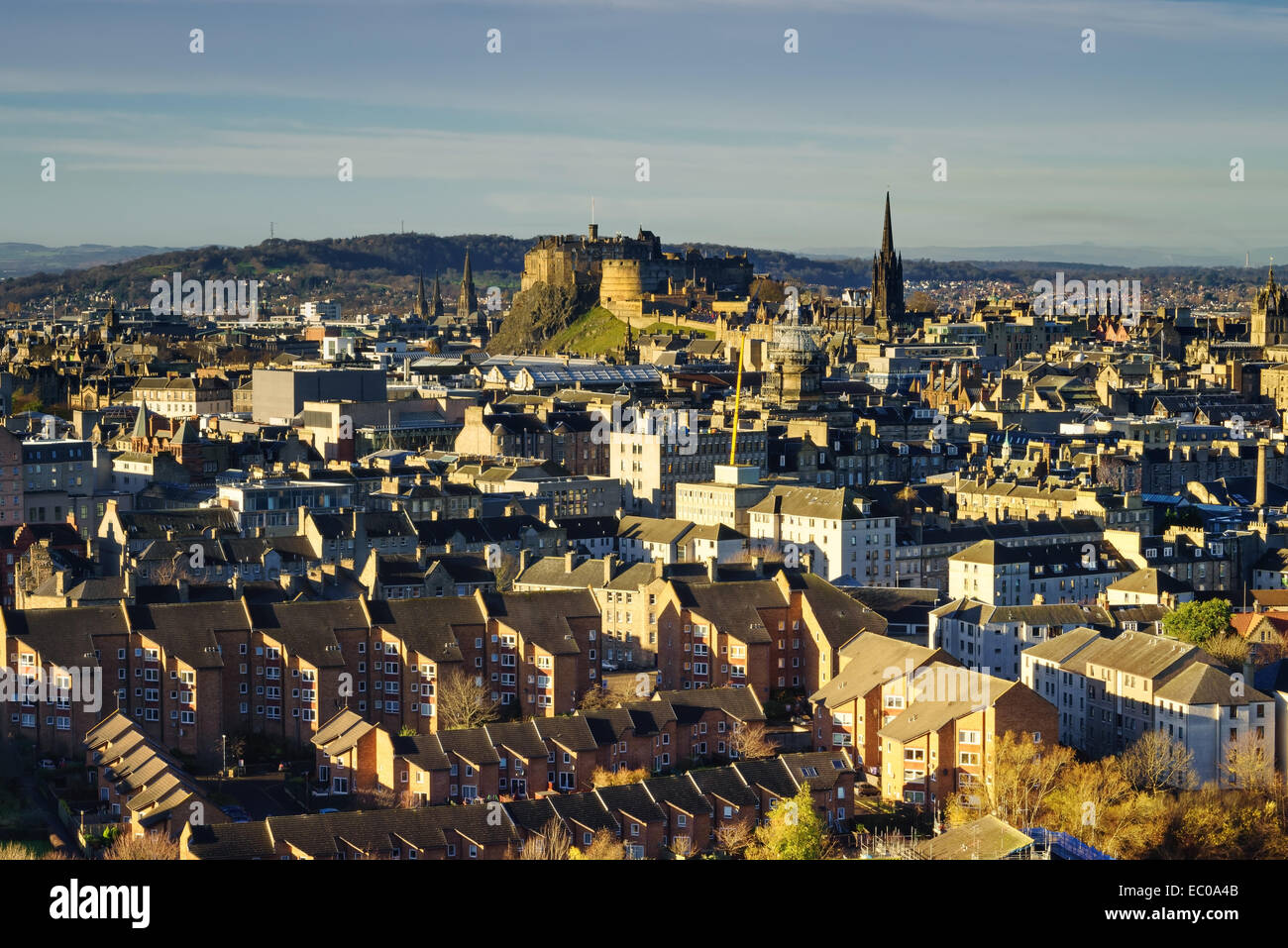 A view of the rooftops of Edinburgh, Scotland, from Arthur's Seat ...
