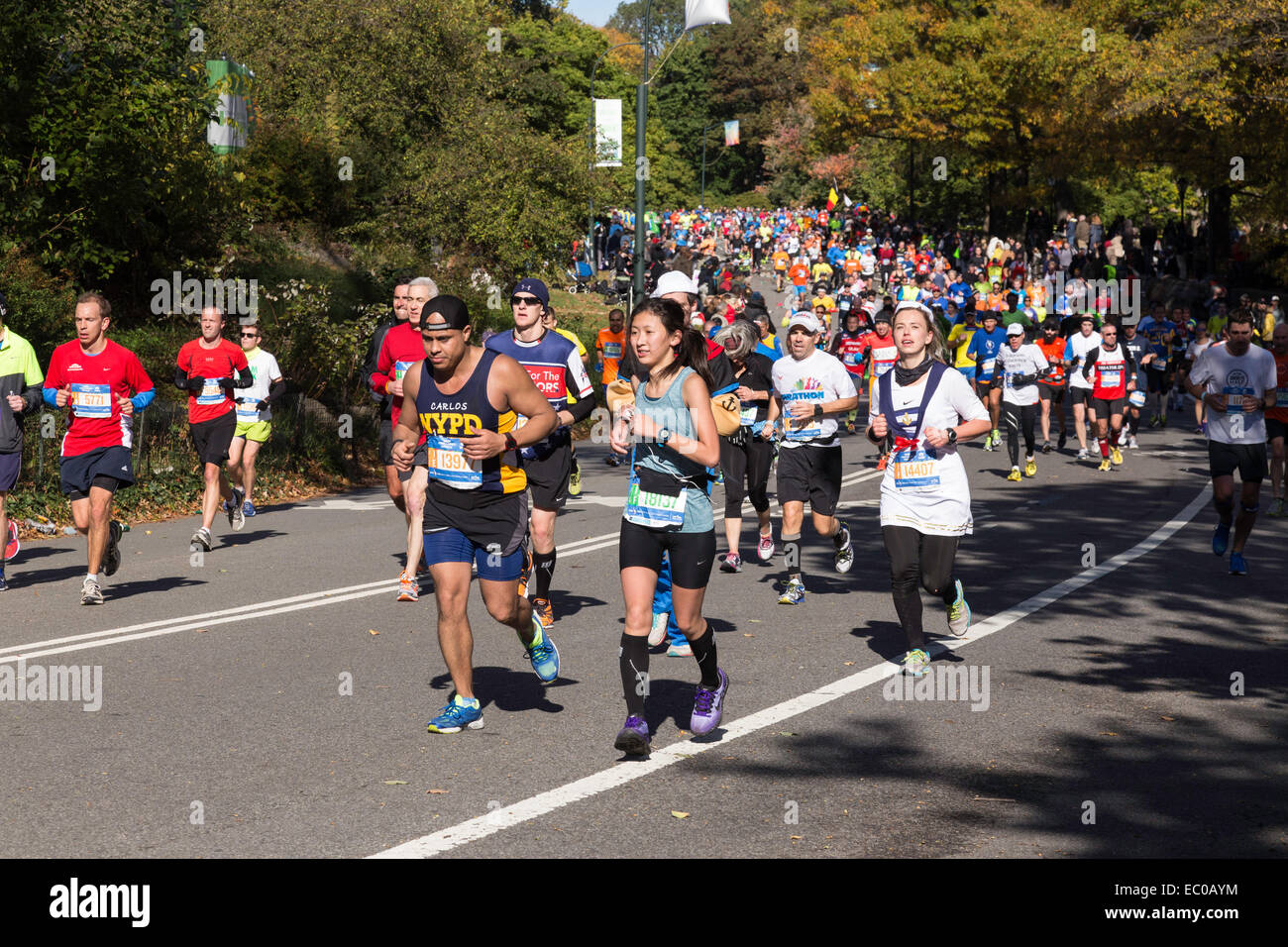 Athletes Running The New York City Marathon, Central Park, NYC, USA ...
