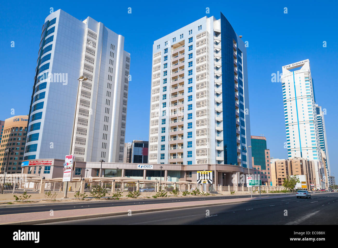 Manama, Bahrain - November 21, 2014: Modern architecture, office ...