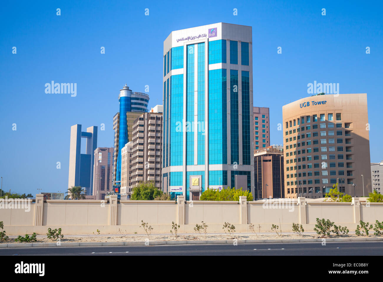 Manama, Bahrain - November 21, 2014: Modern architecture, office ...