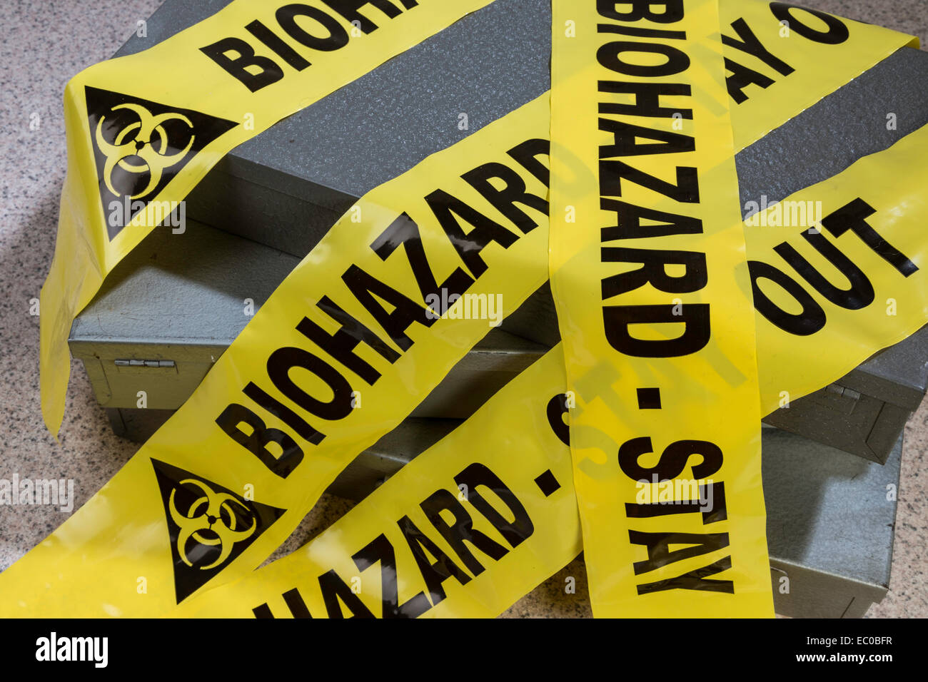 Biohazard Tapes on Lead Boxes, USA Stock Photo - Alamy