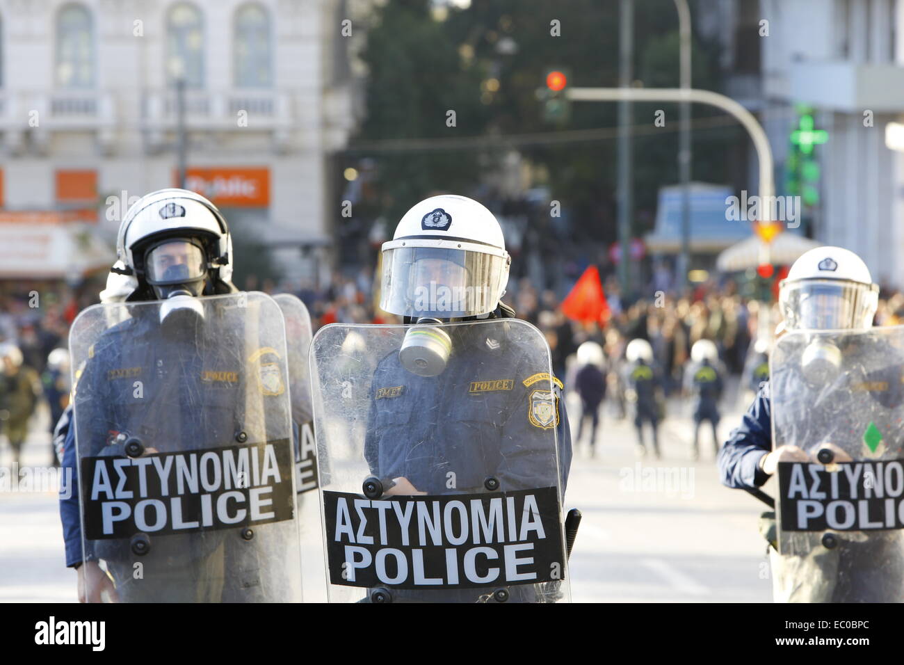 Athens, Greece. 6th Dec, 2014. Close-up of a riot police officer ...