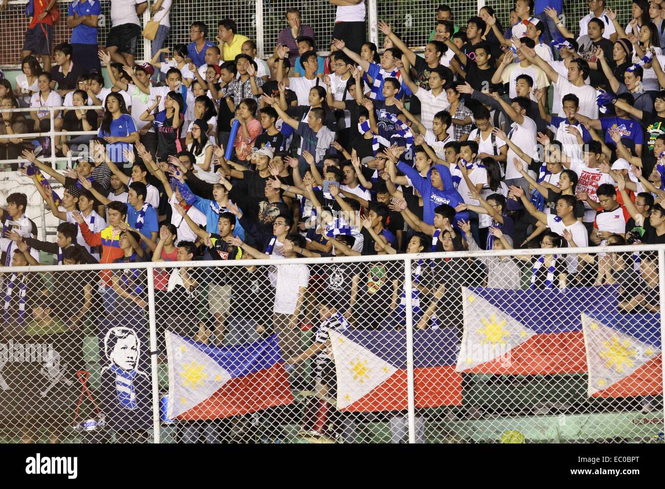 Philippine fans cheer their team on the first leg of the AFF semi ...