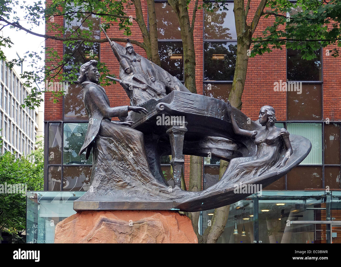 A memorial sculpture to the composer Chopin in Manchester, England, UK ...