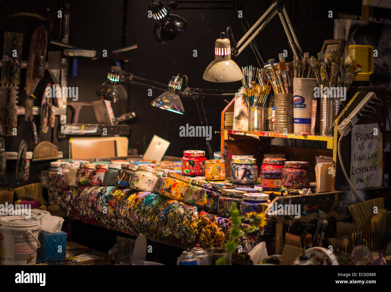 Beautiful mess in artist studio Stock Photo - Alamy