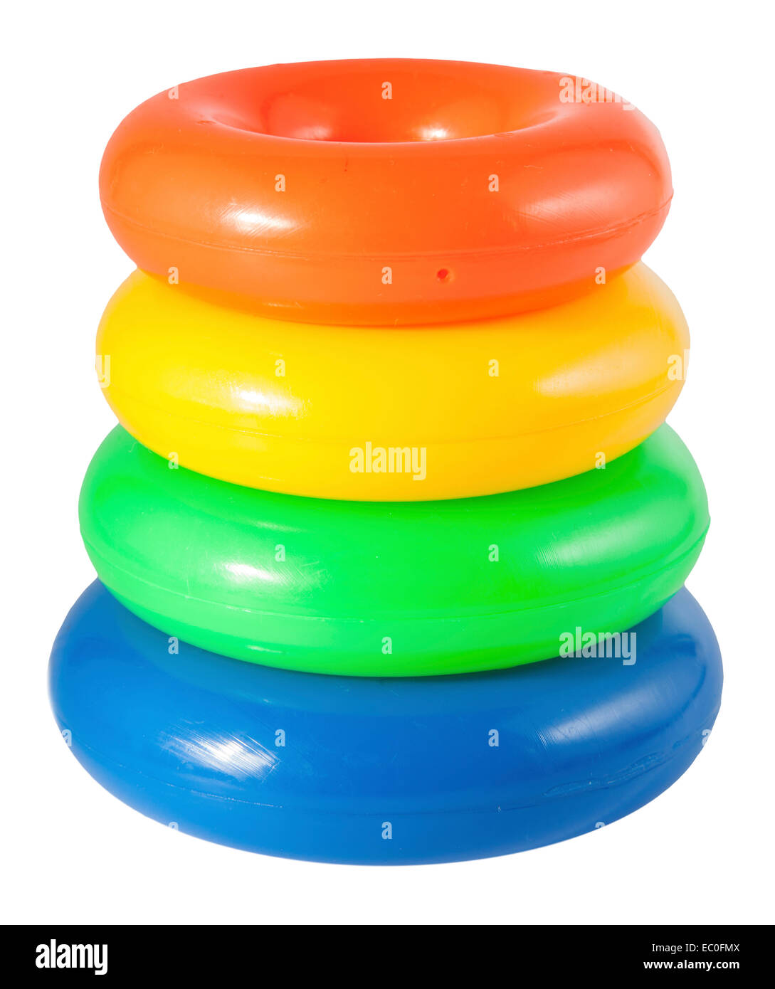 Pyramid build from colored rings Stock Photo - Alamy