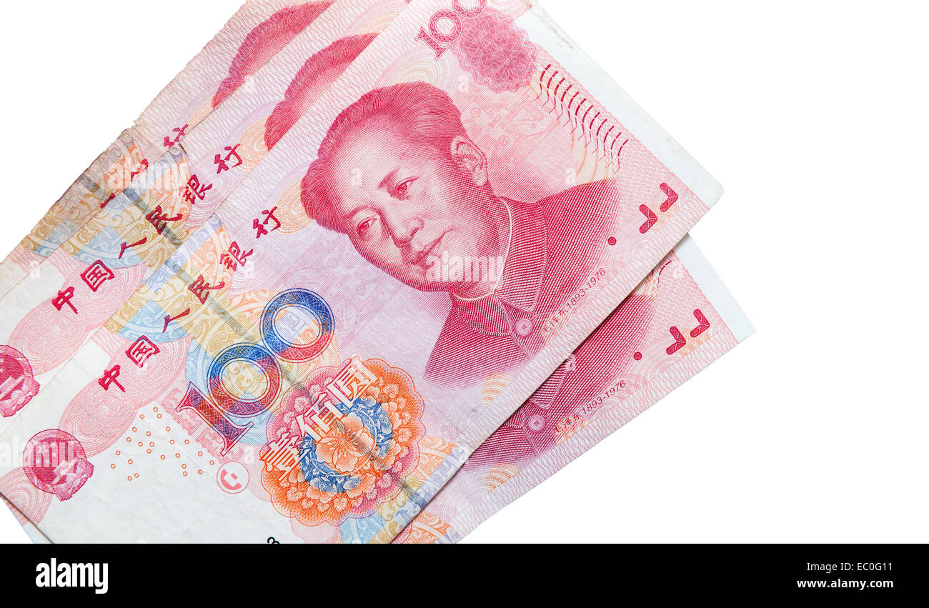 Chinese 100 yuan renminbi banknotes isolated on white Stock Photo - Alamy
