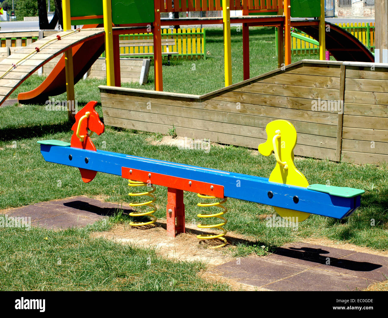 very nice open playground in the park Stock Photo - Alamy