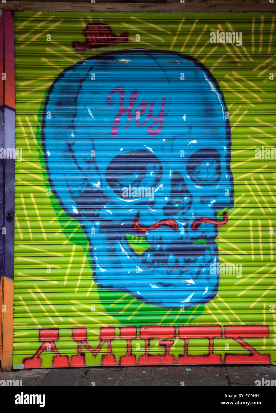 Painted Corrugated Shop Shutter Graffiti in Southport, Merseyside, UK ...