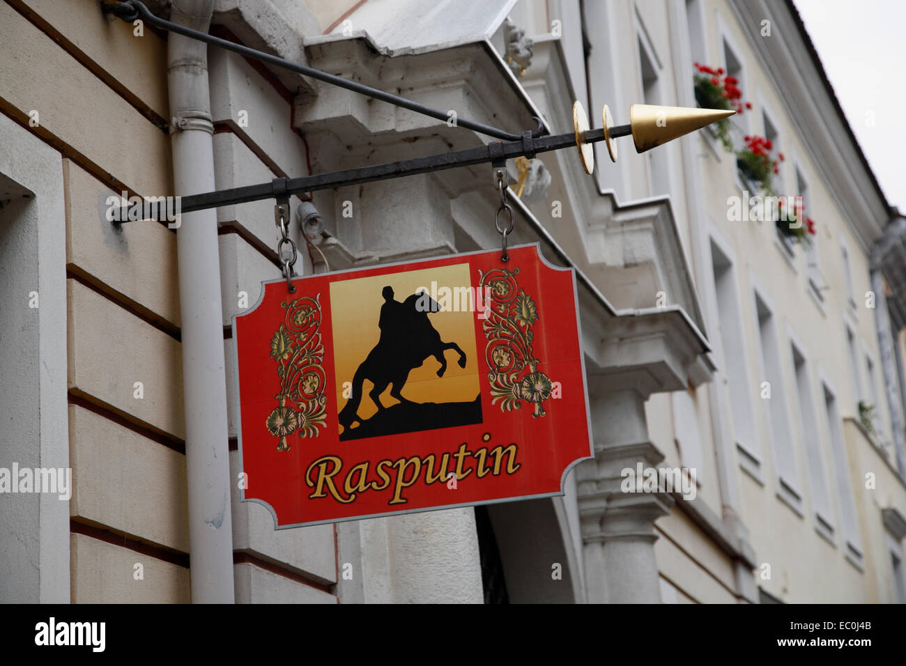 Sign at russian restaurant Rasputin, Goerlitz, Saxony, Germany, Europe ...