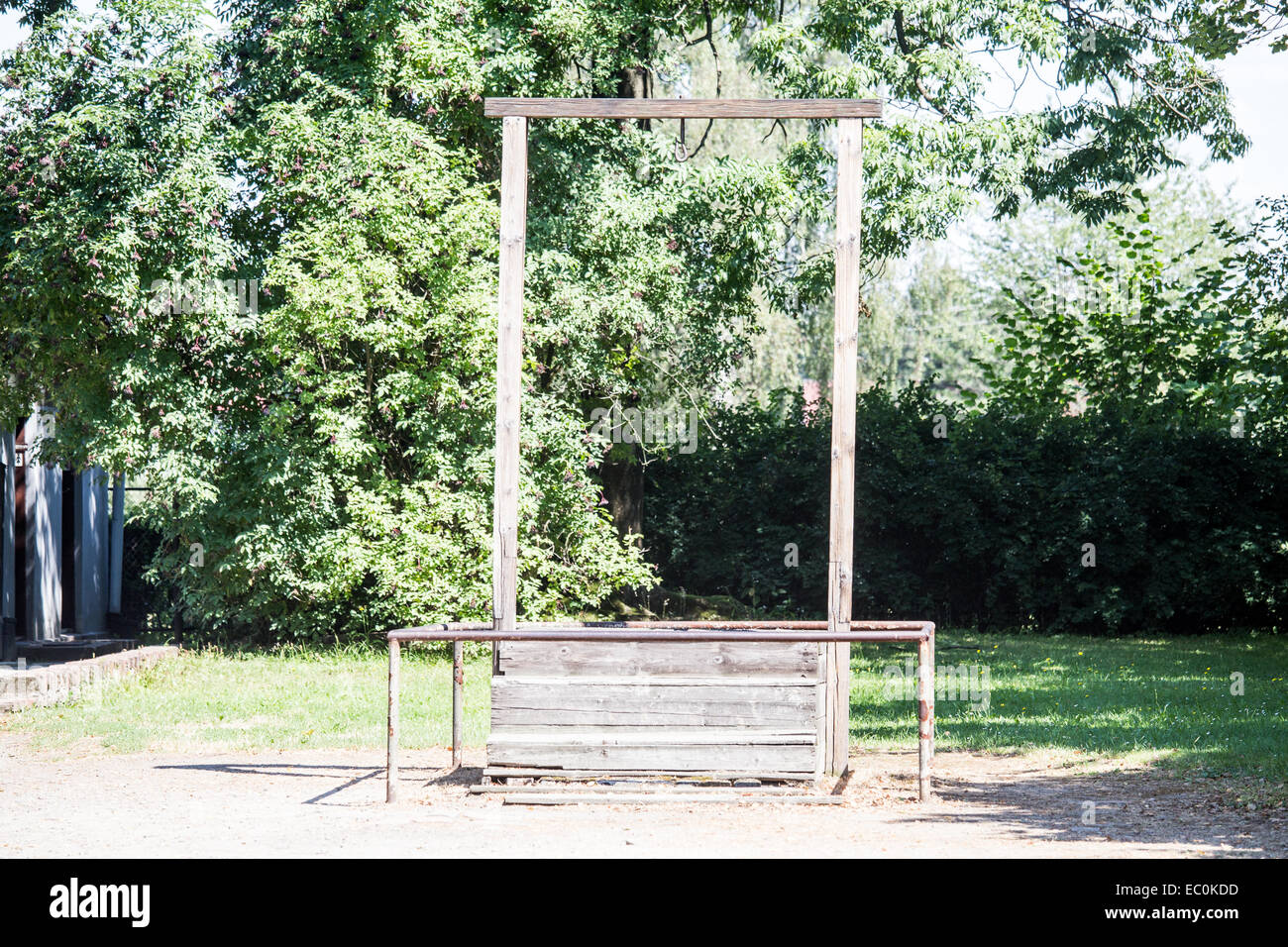 Gallows where the first SS commandant was hung in 1947, Auschwitz ...