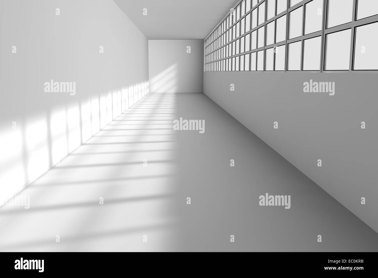 Long white corridor with windows Stock Photo - Alamy
