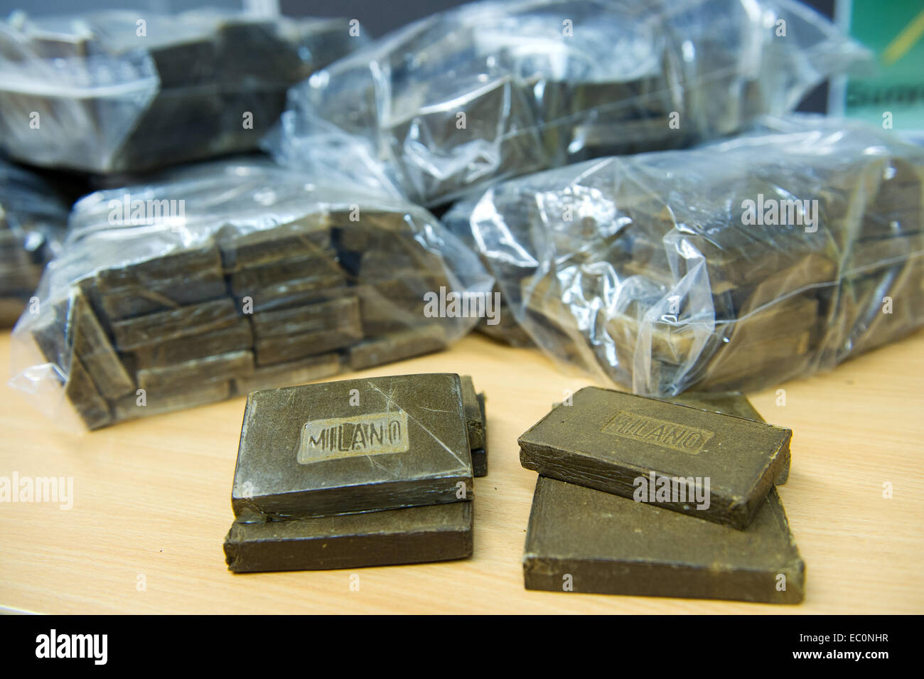 Bricks of hash have been washing up on southern Spanish shores after a smugglers' boat capsized ...