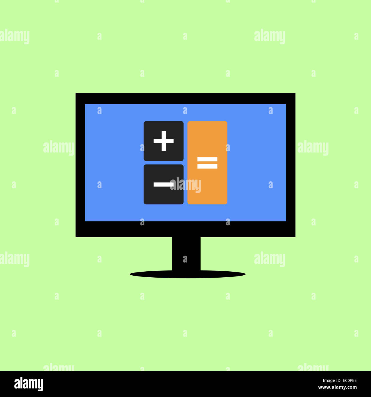 Computer with calculator icon Stock Photo - Alamy