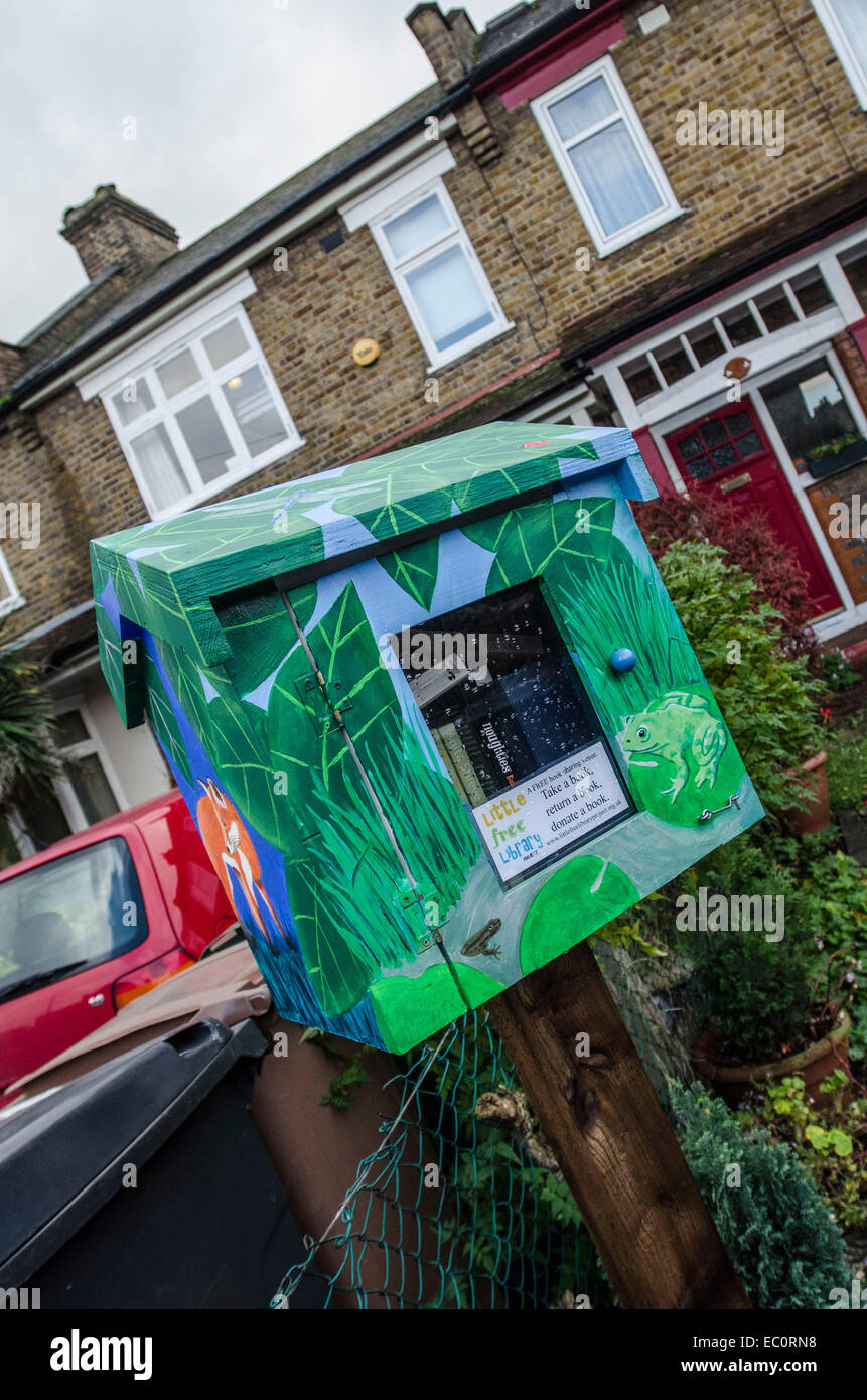 The Little Free Library initiative Walthamstow east London UK. A local ...