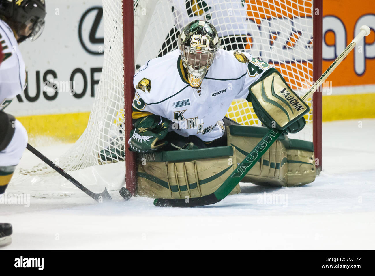 Ontario, Canada. 5th Dec, 2014. London Knights goalie Micheal Giugovaz ...