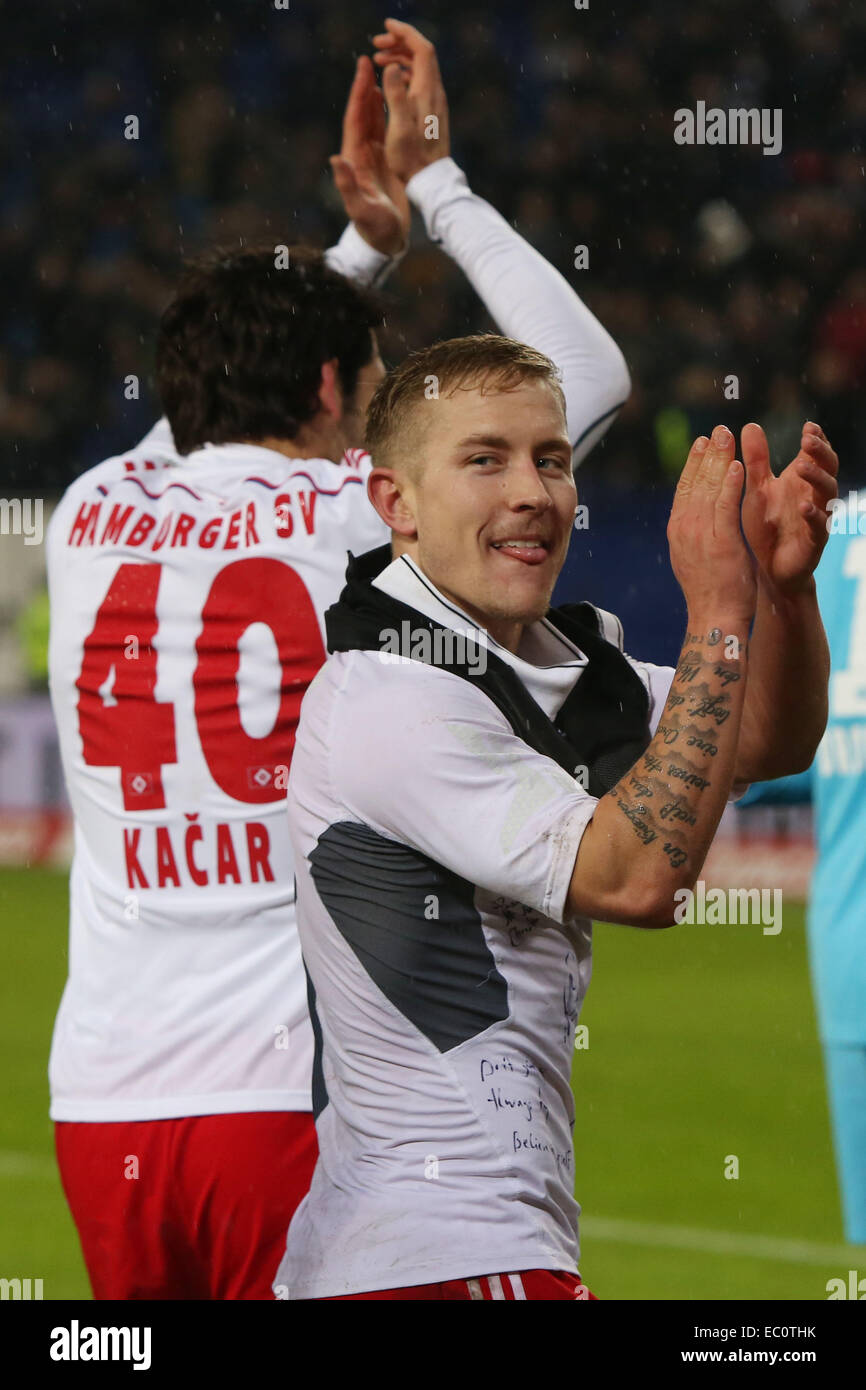 Hamburg, Germany. 07th Dec, 2014. Hamburg's Lewis Holtby celebrates ...